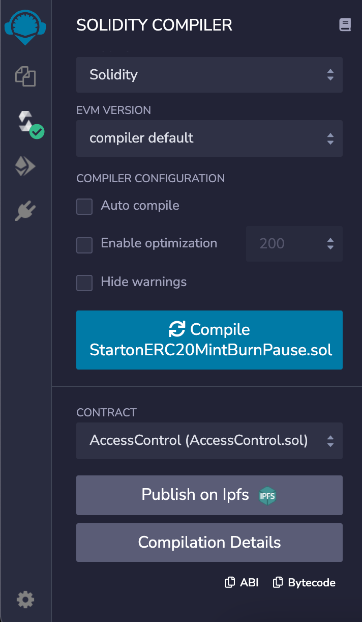 Deploying from bytecode | STARTON DOCUMENTATION