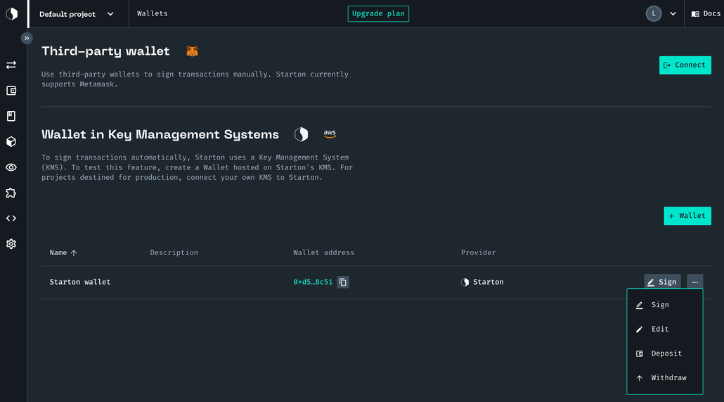 Deposit & Withdraw | STARTON DOCUMENTATION
